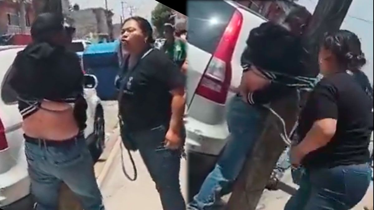 Video: mujer reprende a su hijo tras presunto robo de bocina